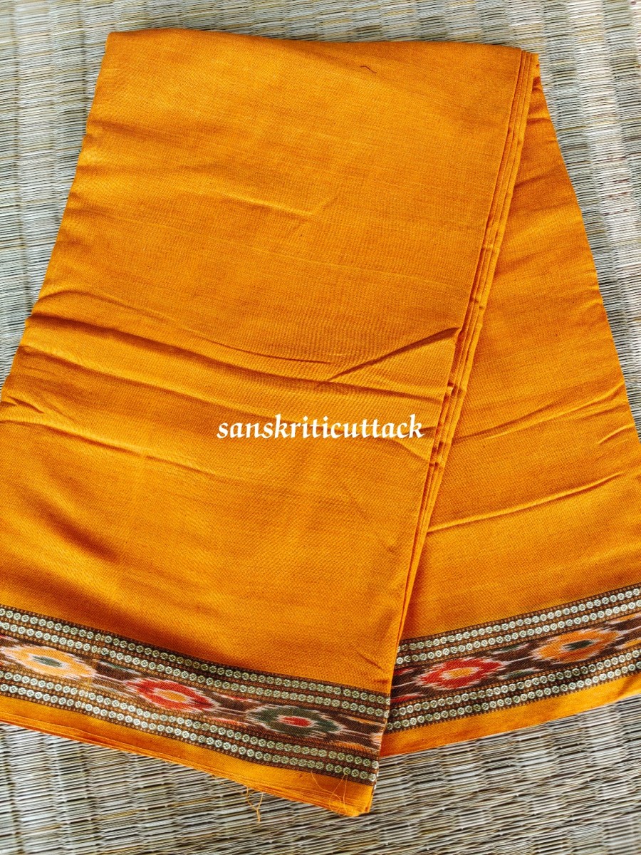 Handwoven Yellow Sambalpuri Border Ikat Cotton Fabric - Premium Quality ...